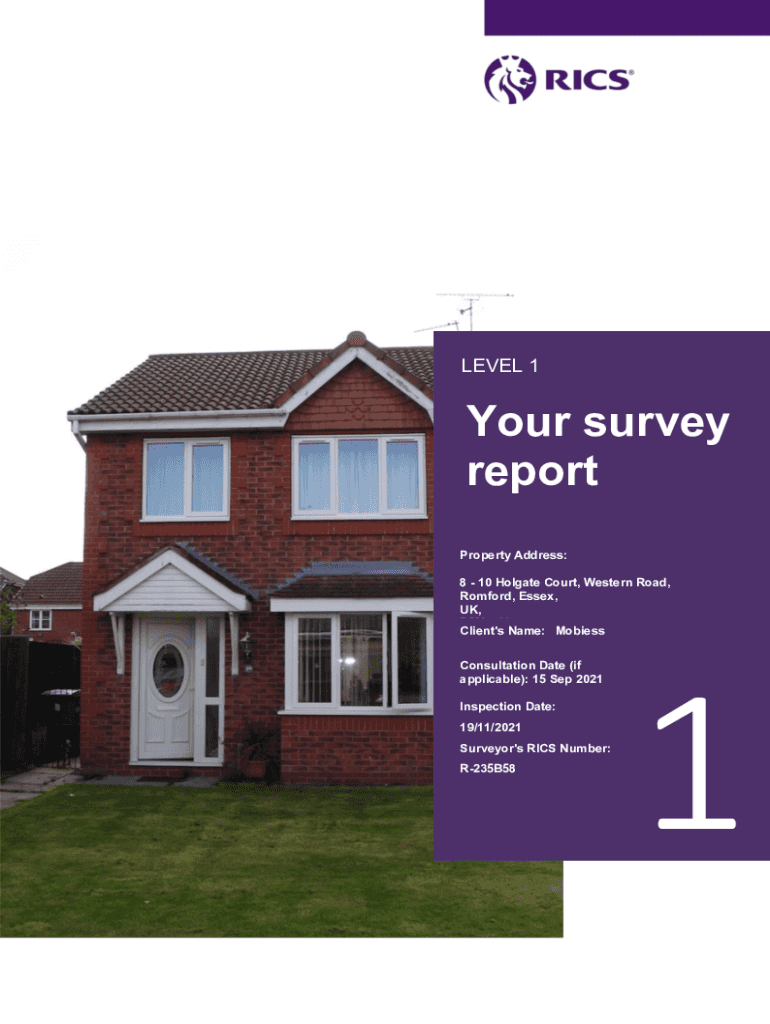 Fillable Online RICS Home Survey Level 1. RICS Home Survey Level 1 Fax ...