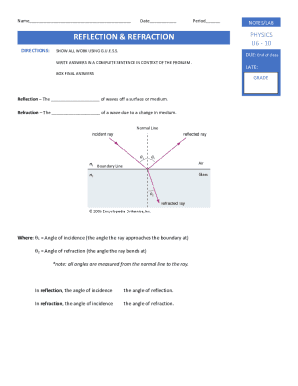 Fillable Online REFLECTION & REFRACTION Fax Email Print - pdfFiller