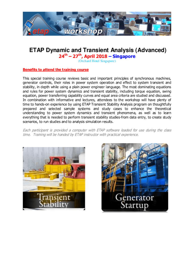 Fillable Online ETAP 273 IN Dynamic & Transient Analysis - Advanced Fax Email Print - pdfFiller