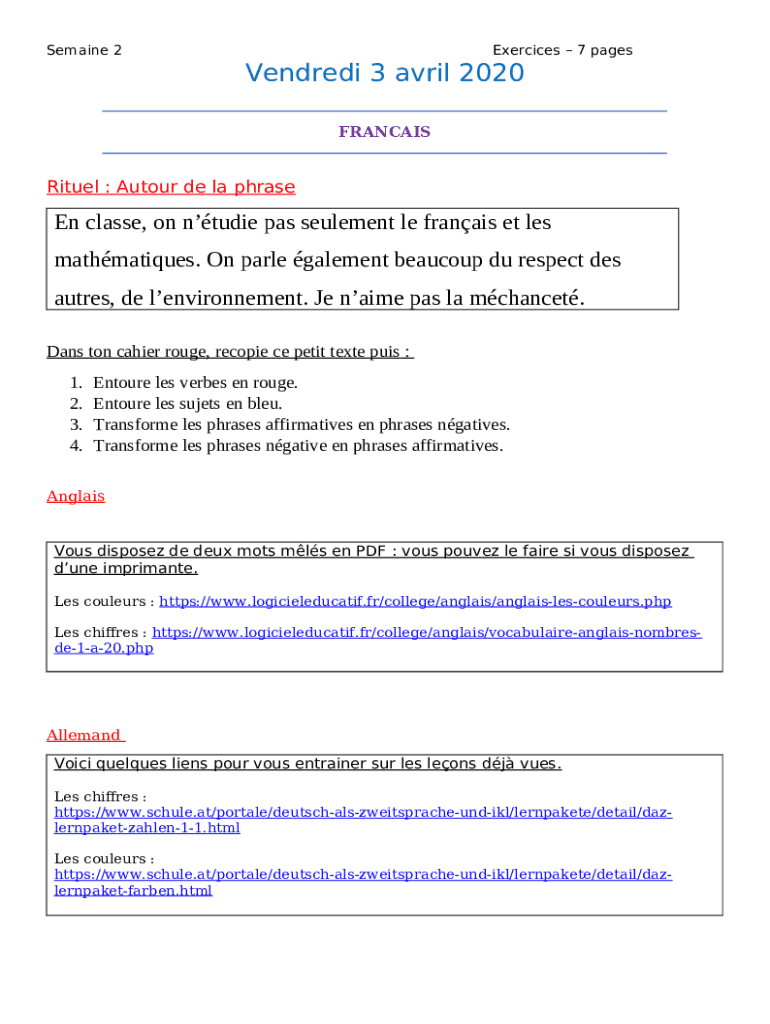 Rituel de grammaire : la phrase du jour (CE2, CM1, CM2) Doc Template ...