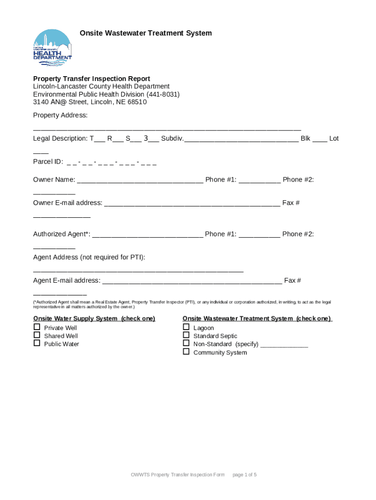 Onsite Waste Water Treatment System Inspection (.doc) Doc Template ...