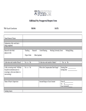 Additional Pay Preapproval Request Doc Template | pdfFiller