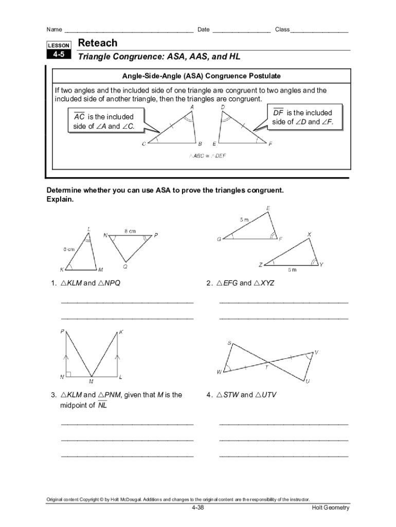 Fillable Online Triangle Congruence Postulates ASA & AAS Explained w ...