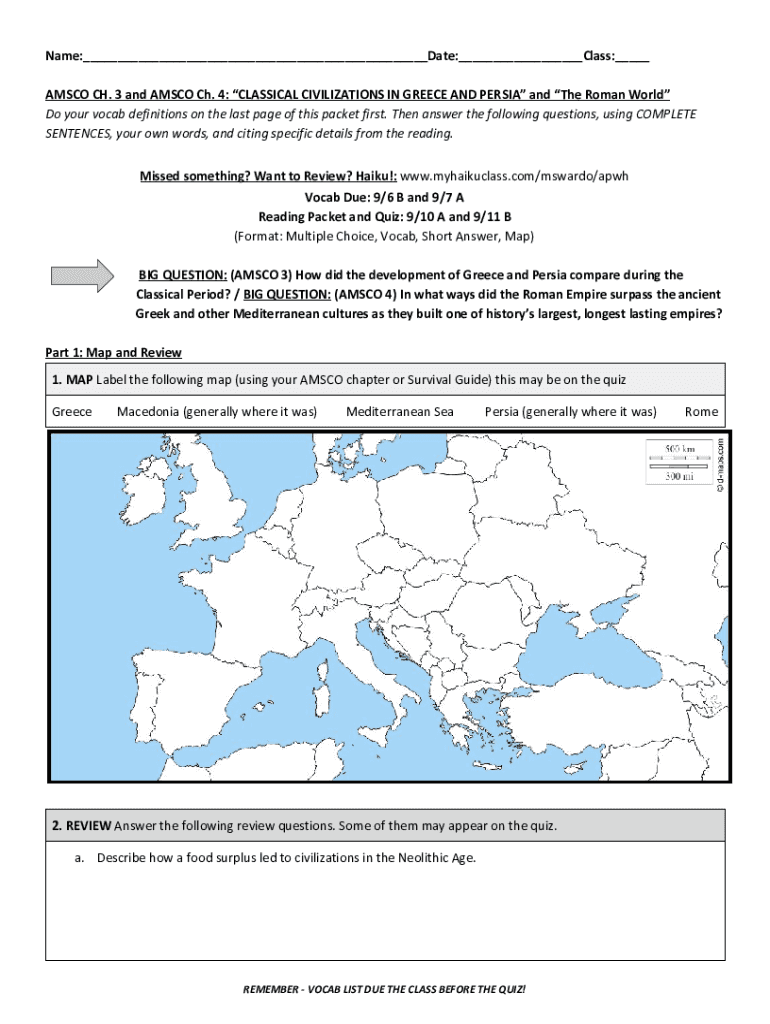 Fillable Online amsco's chapter 3: classical civilizations in greece and ... Fax Email Print ...