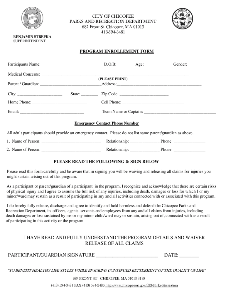 Fillable Online program enrollement form Fax Email Print - pdfFiller