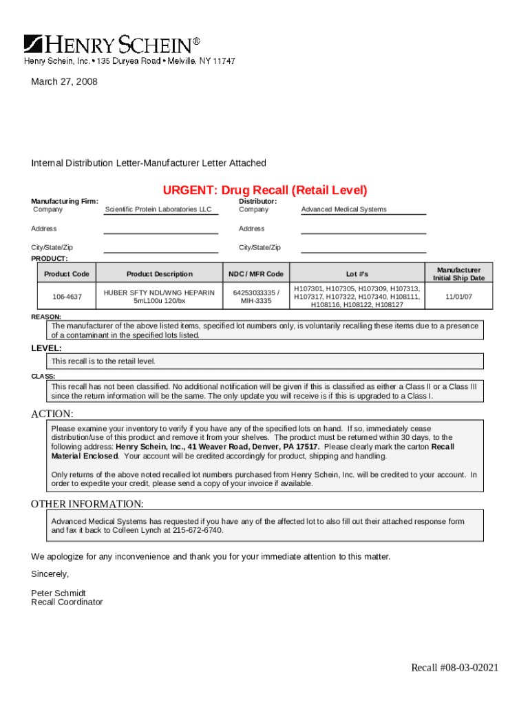 Overview of the FDA's Drug-Recall Process Doc Template | pdfFiller