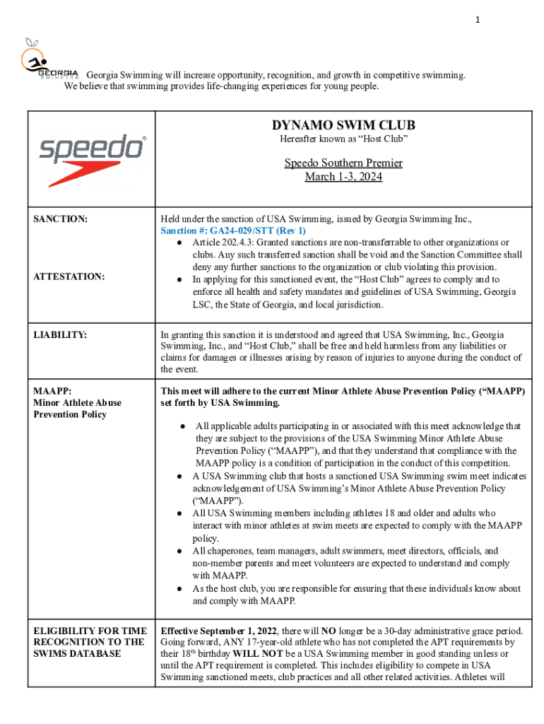 Fillable Online The legacy of Dynamo Swim Club Fax Email Print - pdfFiller