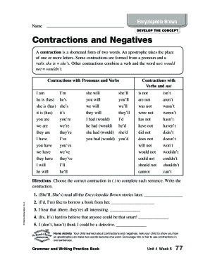 Fillable Online What Are Contractions in Writing? Definition and ...