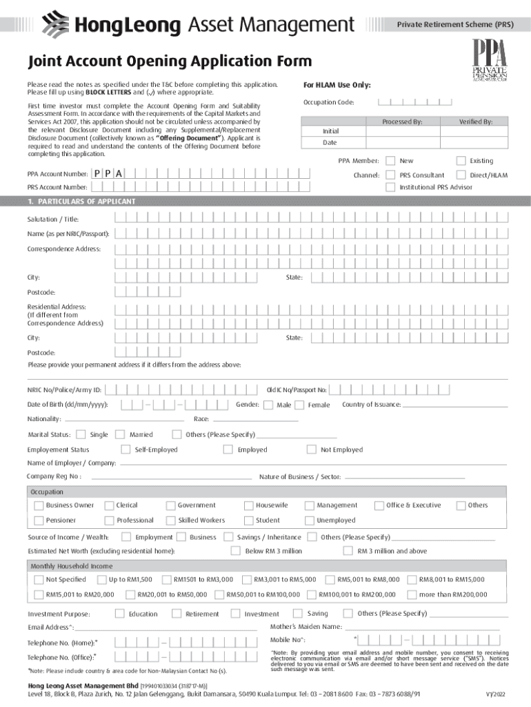 Fillable Online Joint Account Opening Application Form Fax Email Print - pdfFiller