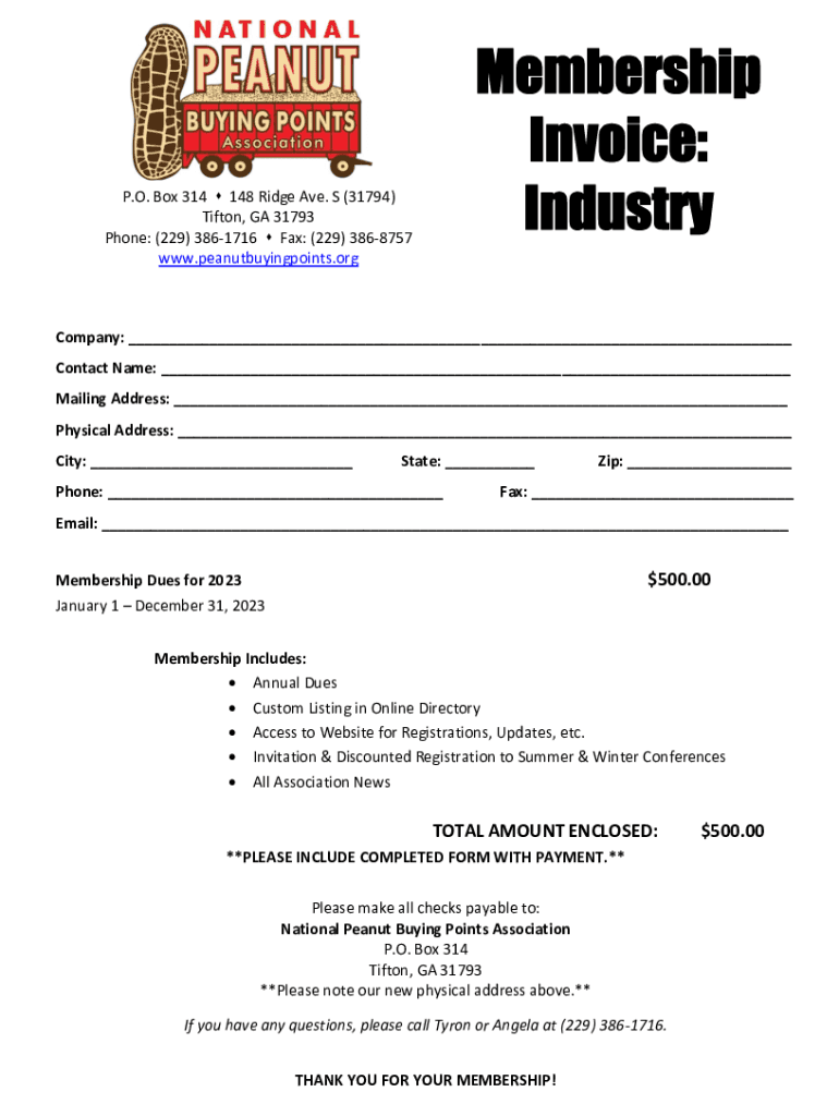 Fillable Online Peanut Buying Point Association, 115 2nd St W, Tifton ...