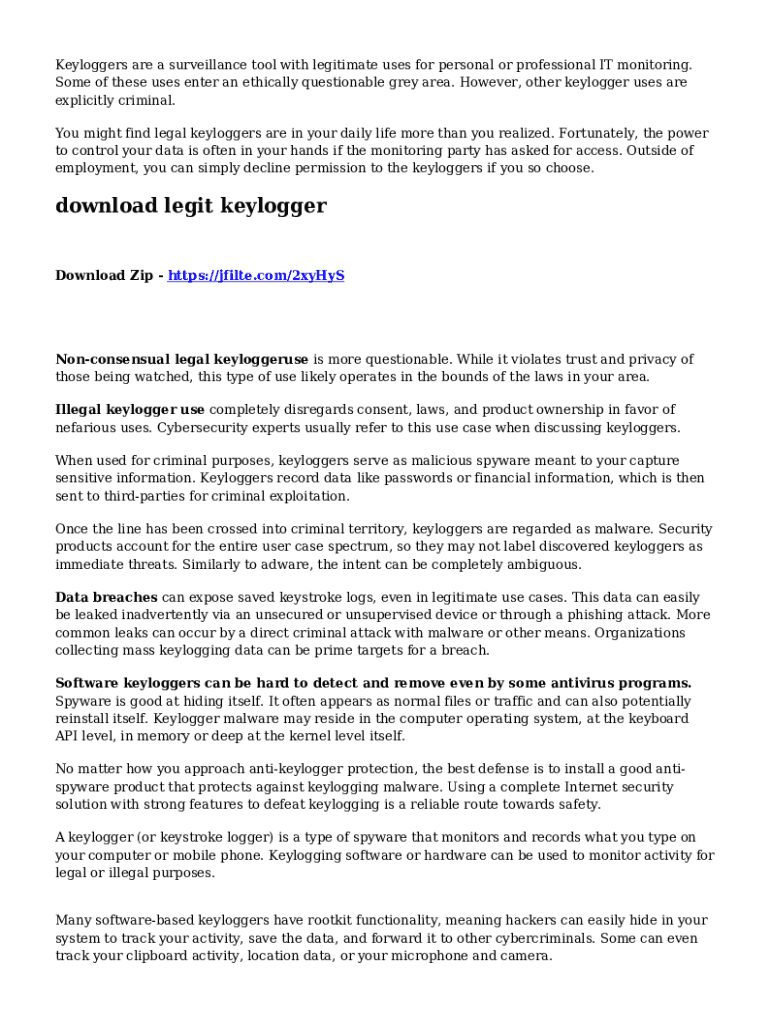 Fillable Online What Is A Keylogger Keystroke Logger Or System Monitor Fax Email Print