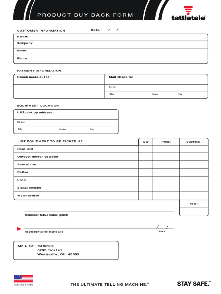Fillable Online product buy back form Fax Email Print - pdfFiller