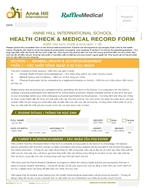 Fillable Online Health Check & Medical Record Form (1) Fax Email Print ...