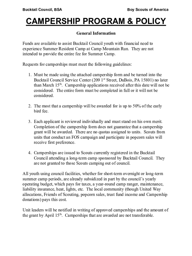 Fillable Online Campership Application revised 1-3-23 Fax Email Print ...