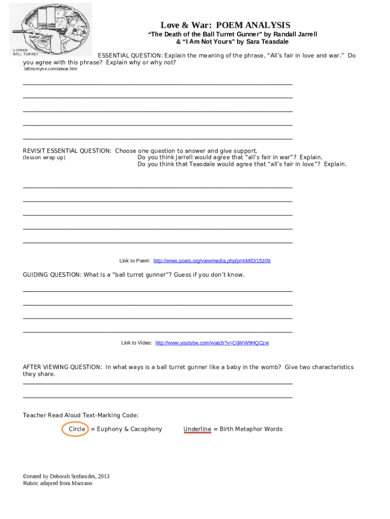 Randall Jarrell's "The Death of the Ball Turret Gunner" Doc Template ...
