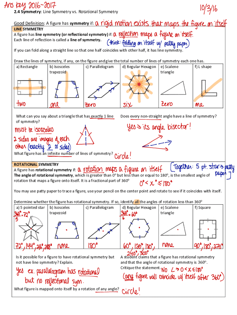 Fillable Online (Geometry) Line Symmetry and Rotational Symmetry Lesson ...