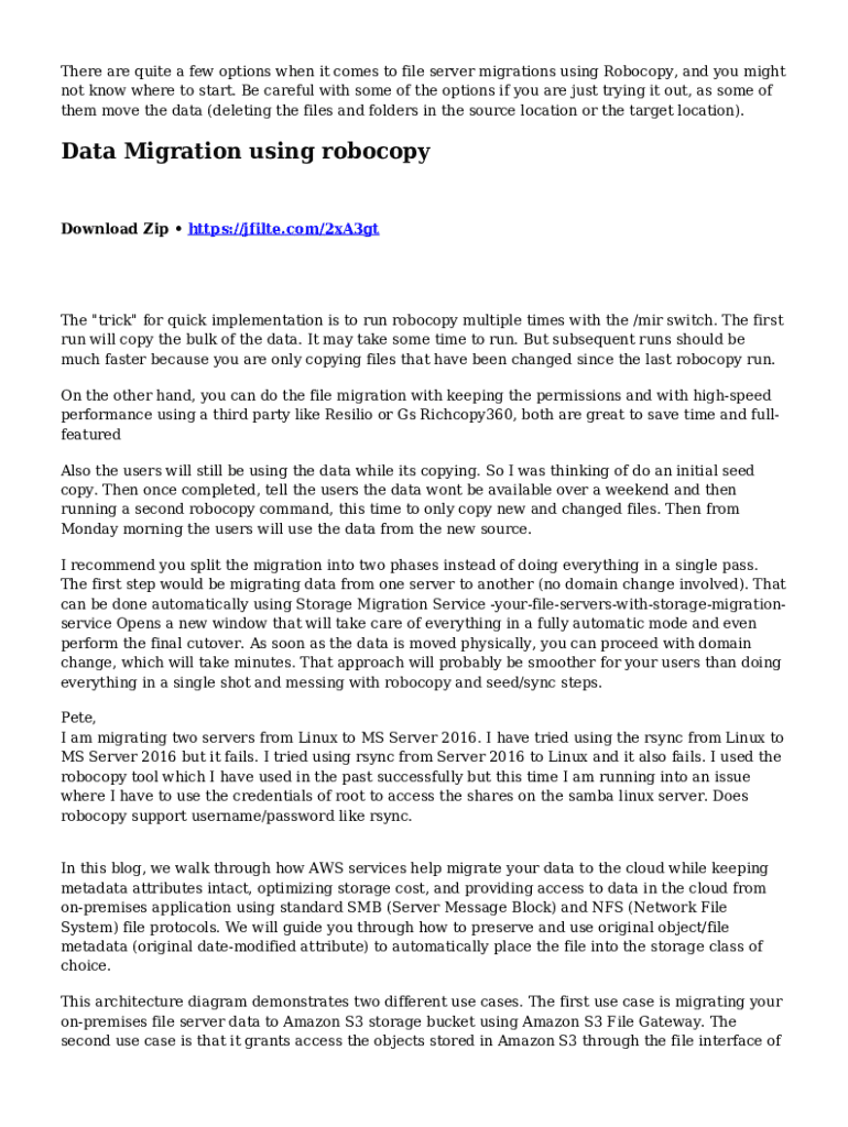 Fillable Online How to migrate file server data with permissions using ...