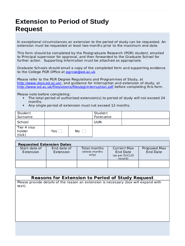 PGR - Extension Request Doc Template | pdfFiller