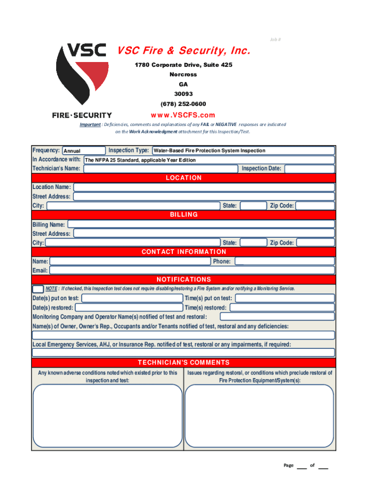 Fillable Online VSC Fire & Security: Fire Safety And Security ...