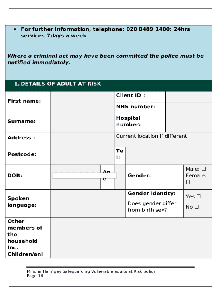 Safeguarding Vulnerable Adults (Adults at Risk) Policy Doc Template ...