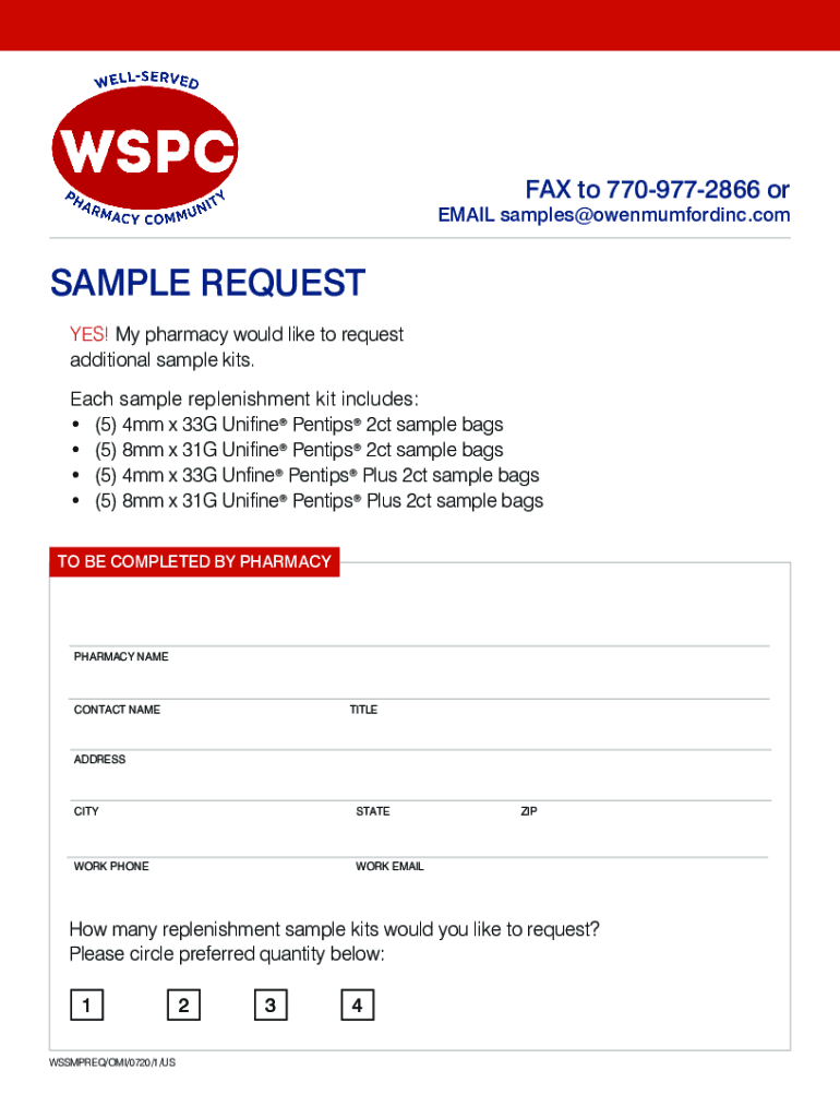 Fillable Online SAMPLE REQUEST - WSPC Fax Email Print - pdfFiller