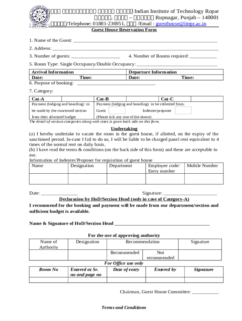 Revised-Guest-House-Reservation- ... Doc Template | pdfFiller