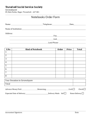 Fillable Online Notebooks Order Form Fax Email Print - pdfFiller