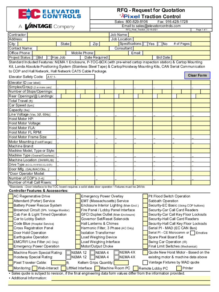 Fillable Online RFQ - Request for Quotation Traction Control Fax Email Print - pdfFiller