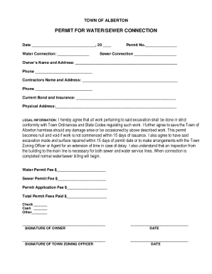 Fillable Online WATER & SEWER PERMIT APPLICATION CHECKLIST Fax Email ...