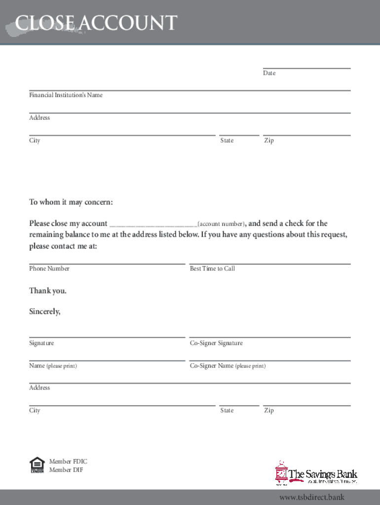 Fillable Online ACCOUNT CLOSING REQUEST FORM ...