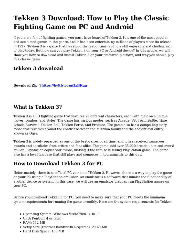 Fillable Online Tekken 3 for PC: How to Download and Play the Classic ... Fax Email Print ...