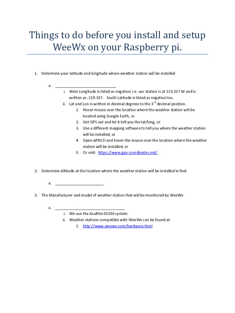 Fillable Online Setting Up Weewx With A Raspberry Pi Fax Email Print Pdffiller