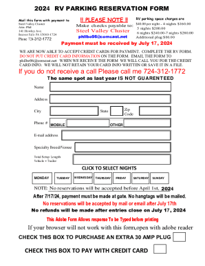 Fillable Online 2024 rv parking reservation form Fax Email Print ...