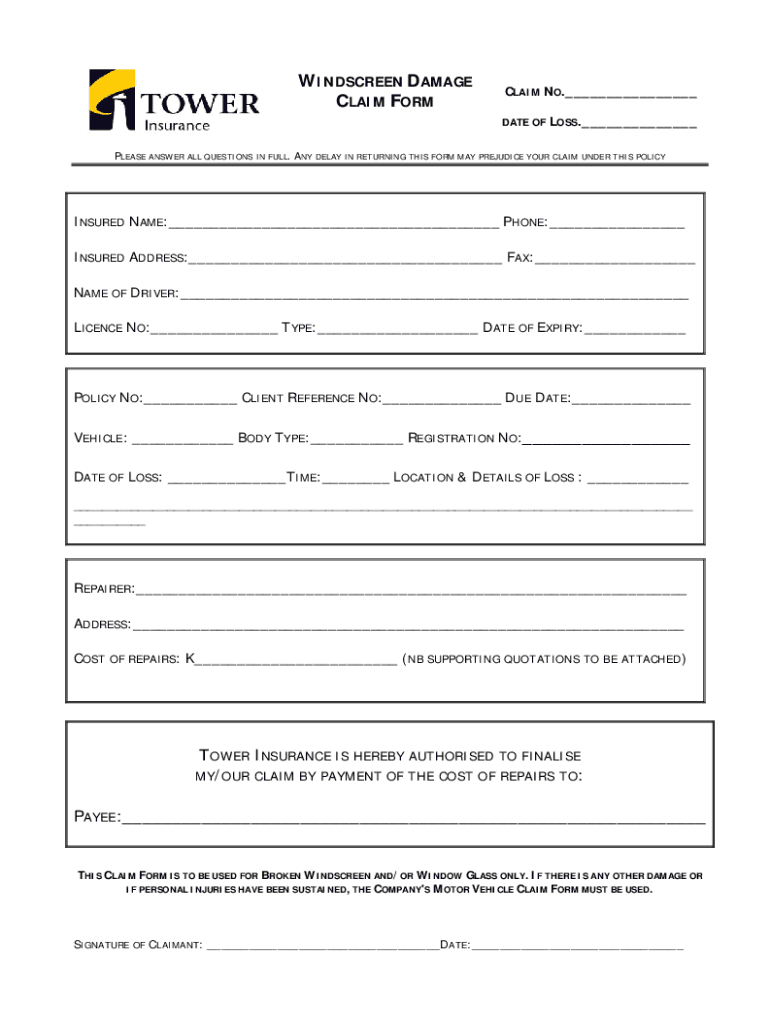 Fillable Online General Problems Auto Insurance Claim Form First Name ...