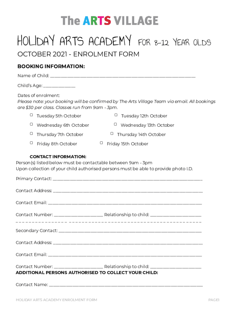 Fillable Online October 2021 HAA Paper Enrolment Form Fax Email Print ...