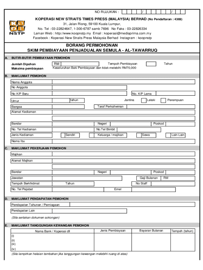 Fillable Online BORANG PERMOHONAN SKIM PEMBIAYAAN ... Fax Email Print - pdfFiller