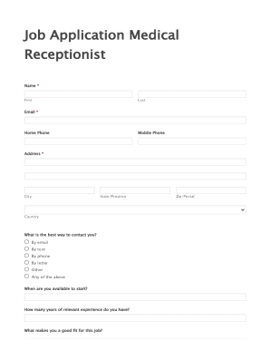 Fillable Online Medical Receptionist Cover Letter: Examples & How To