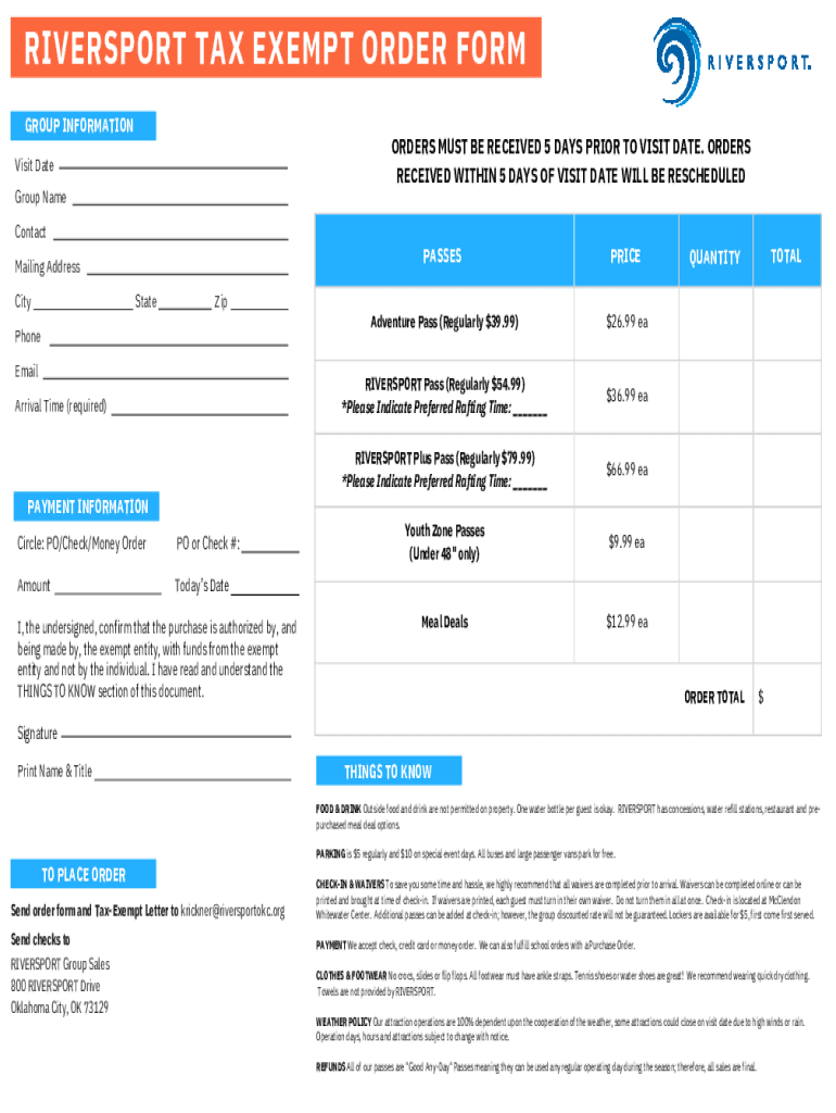 Fillable Online Copy of Tax Exempt - Order Form.pdf Fax Email Print ...