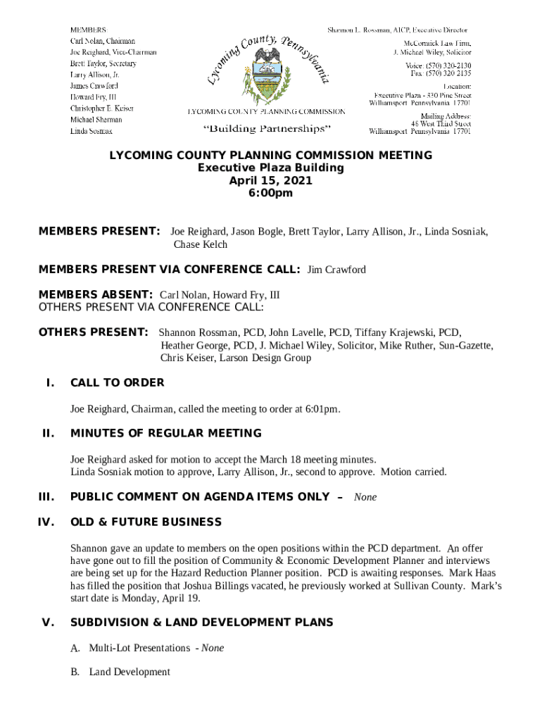 Lycoming County Comprehensive Plan - ... Doc Template | pdfFiller