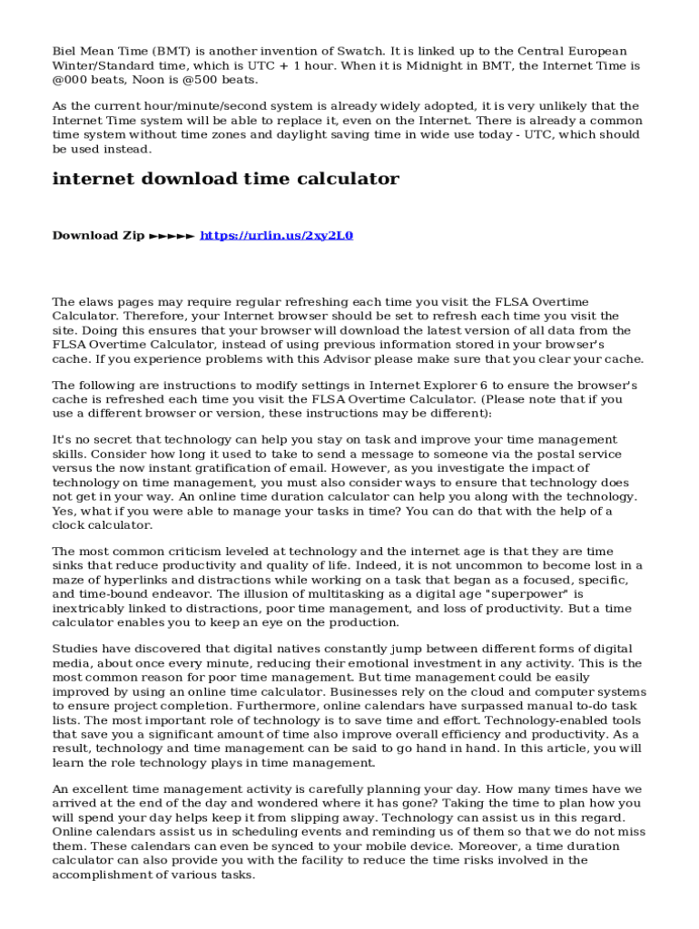 Fillable Online Swatch Internet Time: The Future of a Universal Time ...