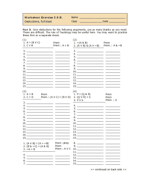 Fillable Online Worksheet Exercise 2.9.D. Deductions, full blast Fax ...
