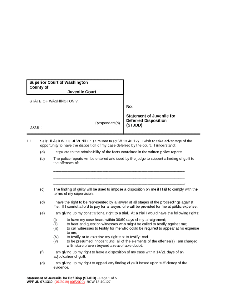 Washington Juvenile Deferred Disposition and Loss of Driving ... Doc ...