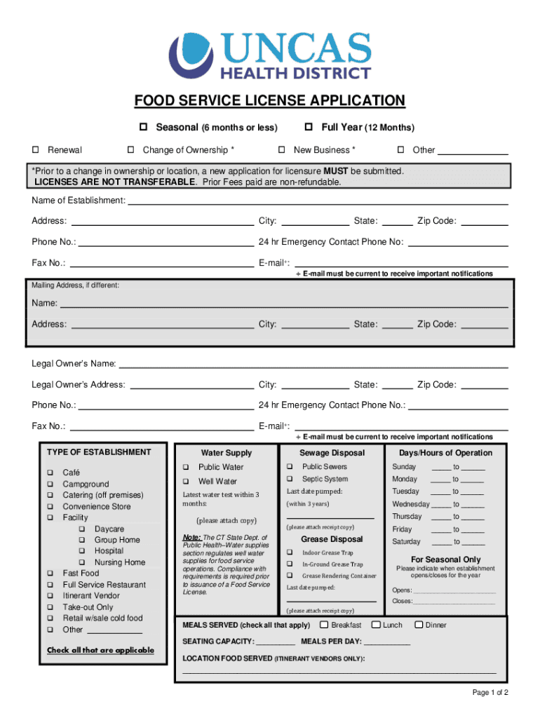 Fillable Online Food and Fuel License application (DOC) Fax Email Print ...