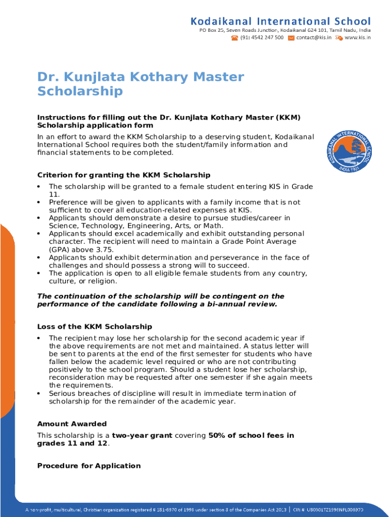 KKM ScholarshipApplication Doc Template | pdfFiller