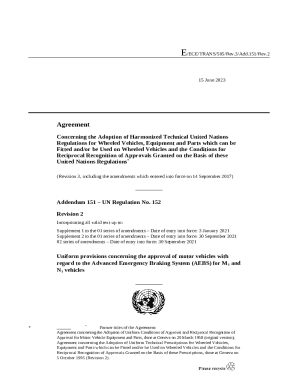Addendum 151 - UN Regulation No Doc Template | pdfFiller