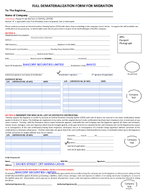 Fillable Online Dematerialization Form - Fill Online, Printable ...