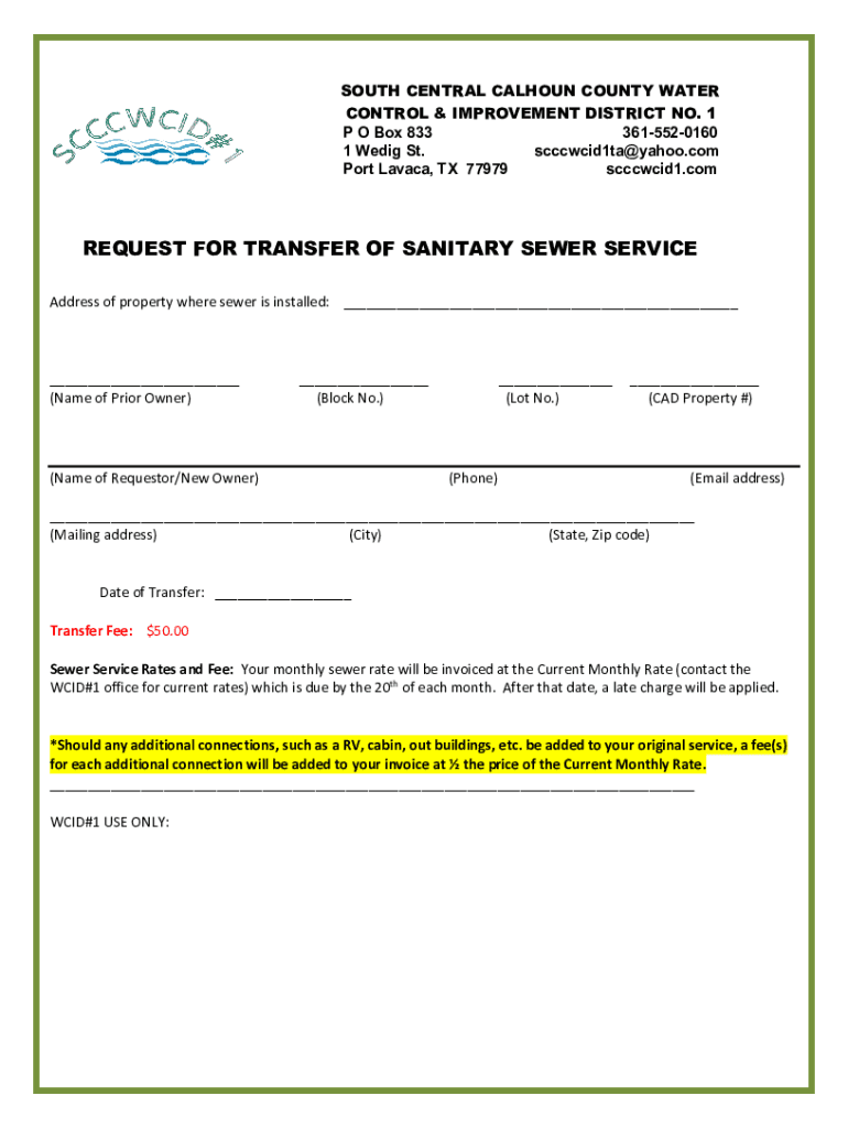 Fillable Online Water Control & Improvement District 1 Tax Rate ...