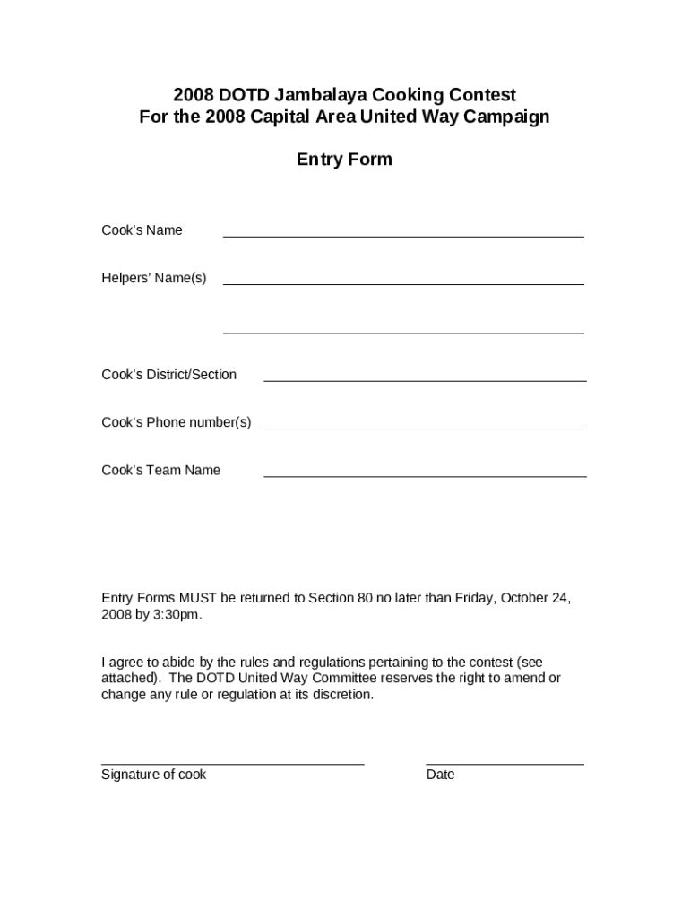 DOTD Jambalaya Cooking Contest Rules - webmail dotd louisiana Doc ...