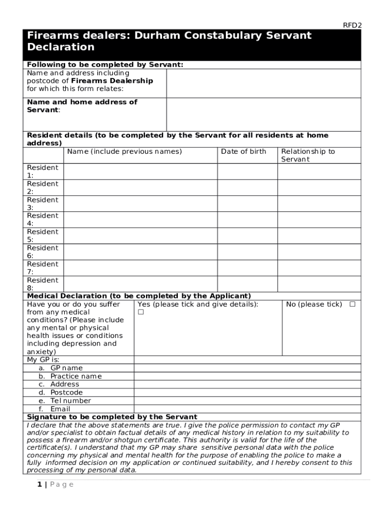 Firearms Application s Doc Template | pdfFiller