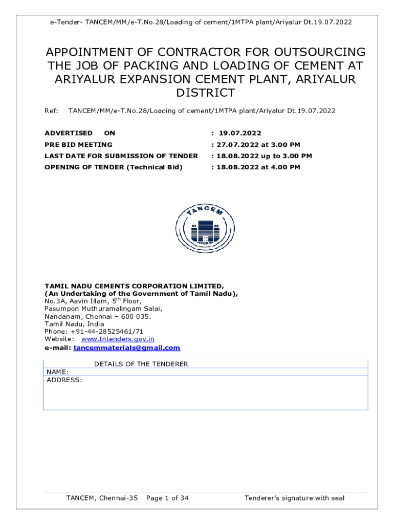 Fillable Online appointment of contractor for outsourcing the job of ...